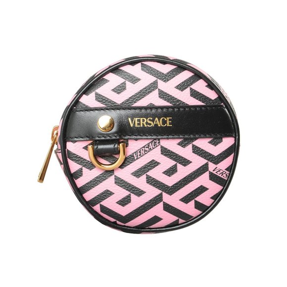 Versace | Bags | Versace Unisex La Greca Coated Canvas Leather Logo ...